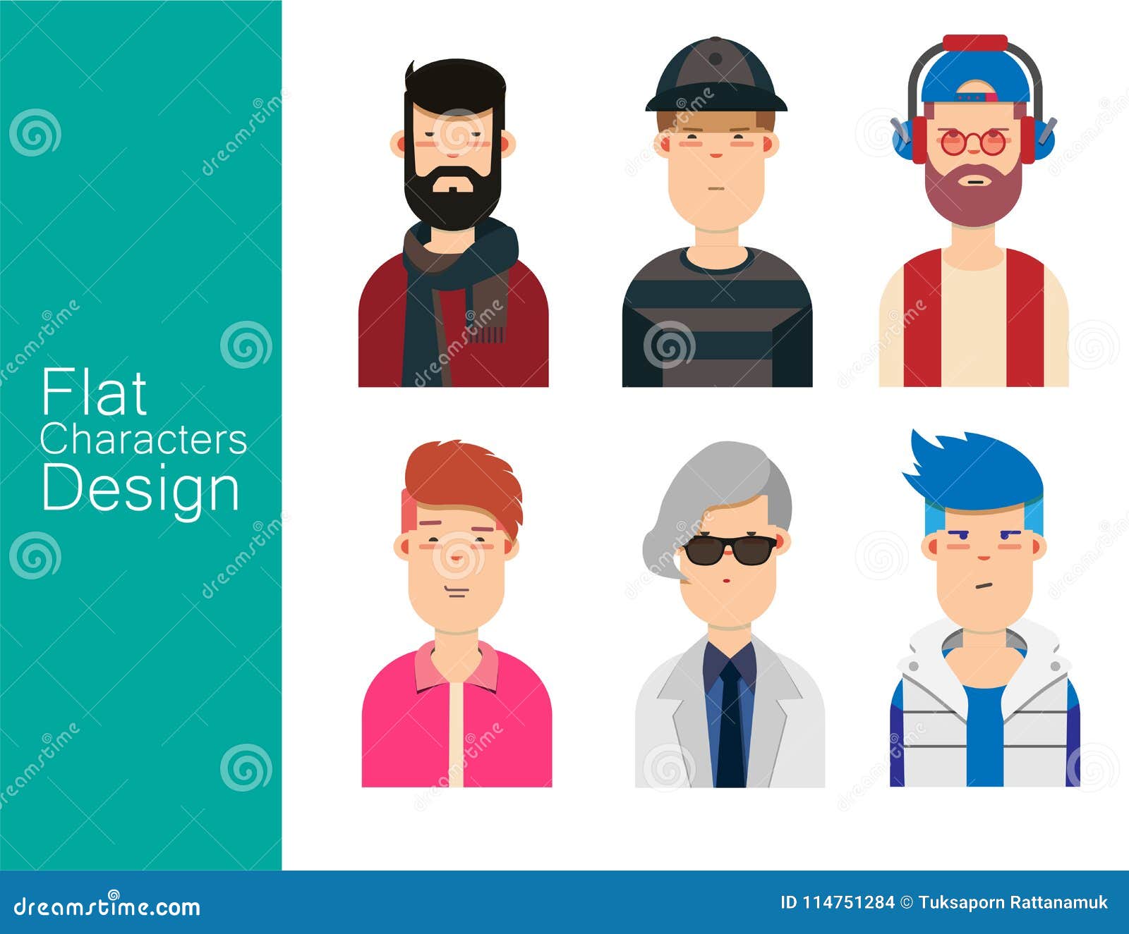 Men Illustration Avatar Vector Set Stock Vector - Illustration of ...