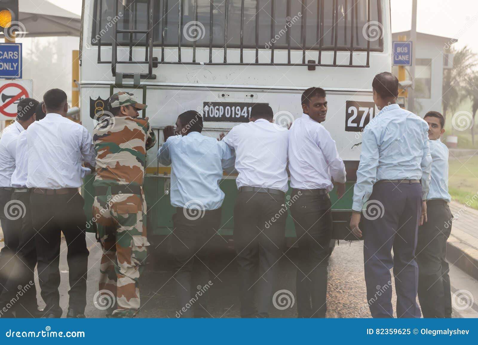 Men in India are Pushing by a Crowd the Bus Editorial Image - Image of ...