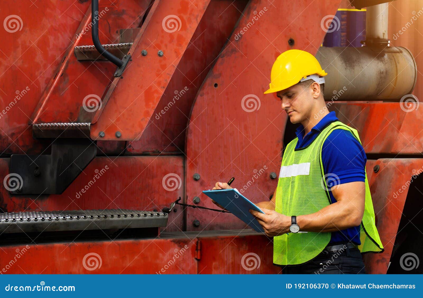 Men Industrial Workers or Engineers Checking Machine Stock Photo ...
