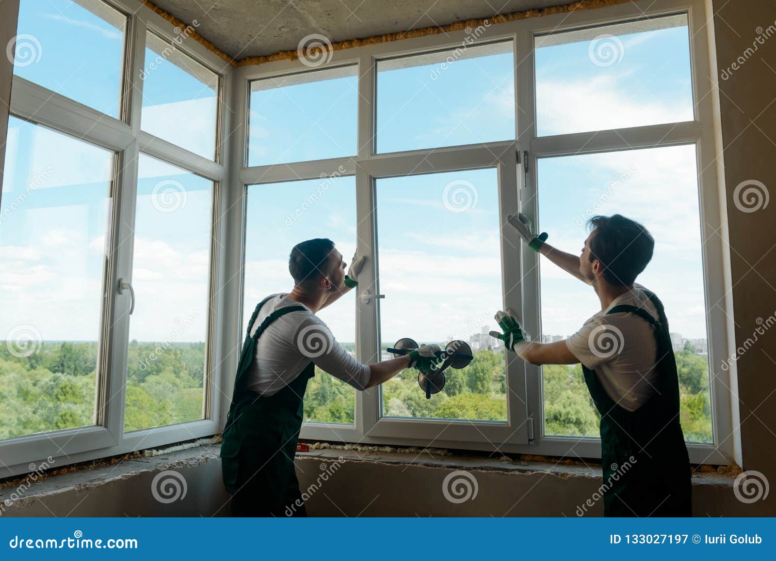 Men are Installing a Window Stock Image - Image of professional ...