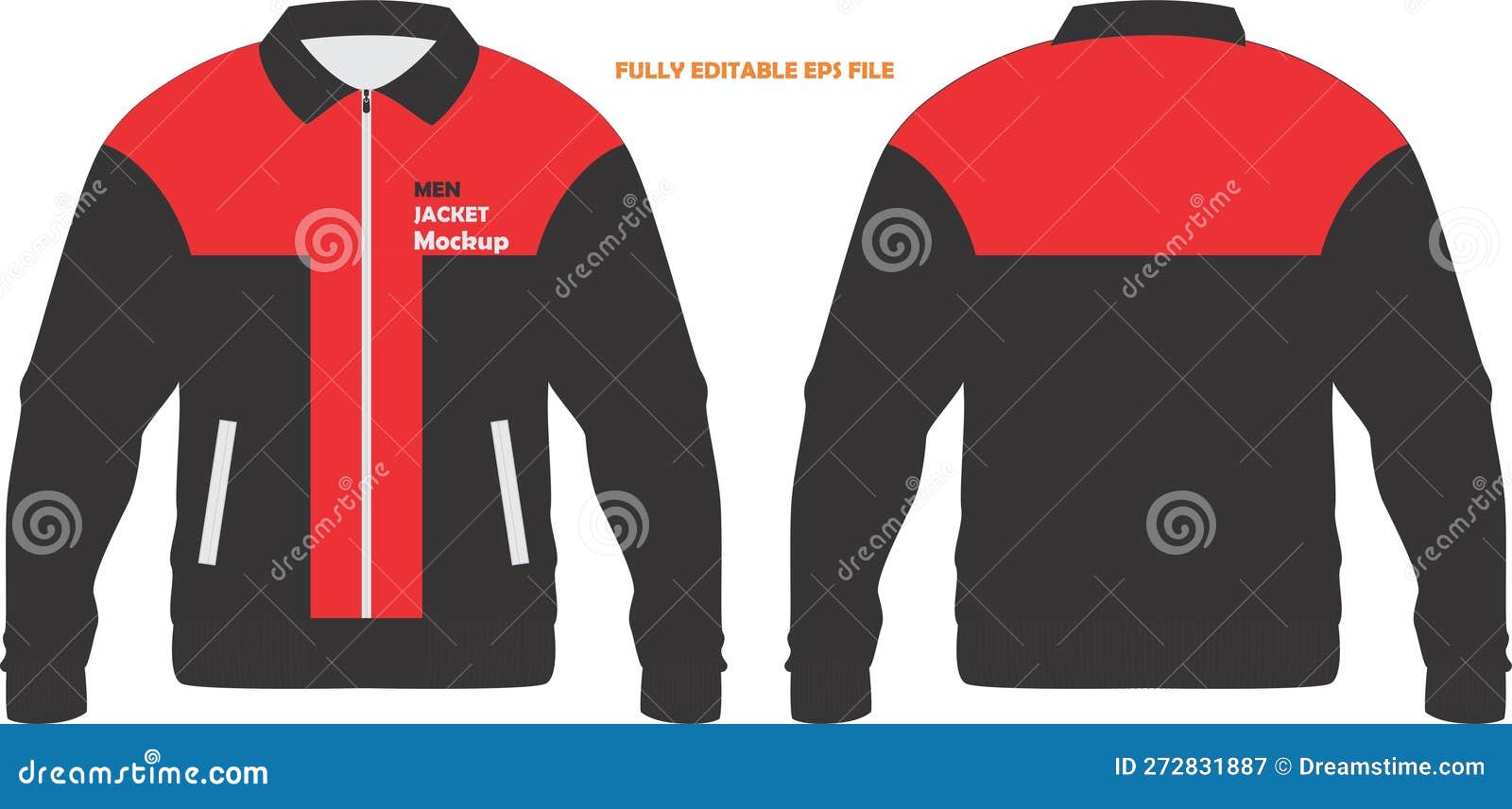 Men Jacket Mockup Black and Red Color Illustration Vector Stock Vector ...