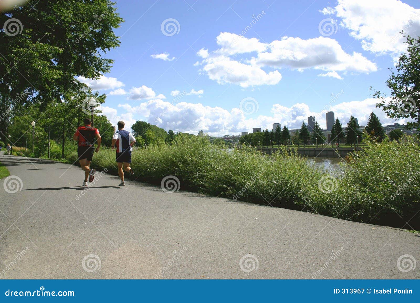 Men jogging in a park stock image. Image of river, blue - 313967