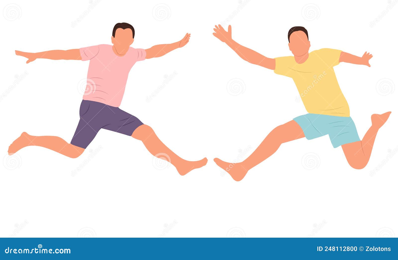 Men Jumping in Flat Design Isolated Stock Vector - Illustration of ...