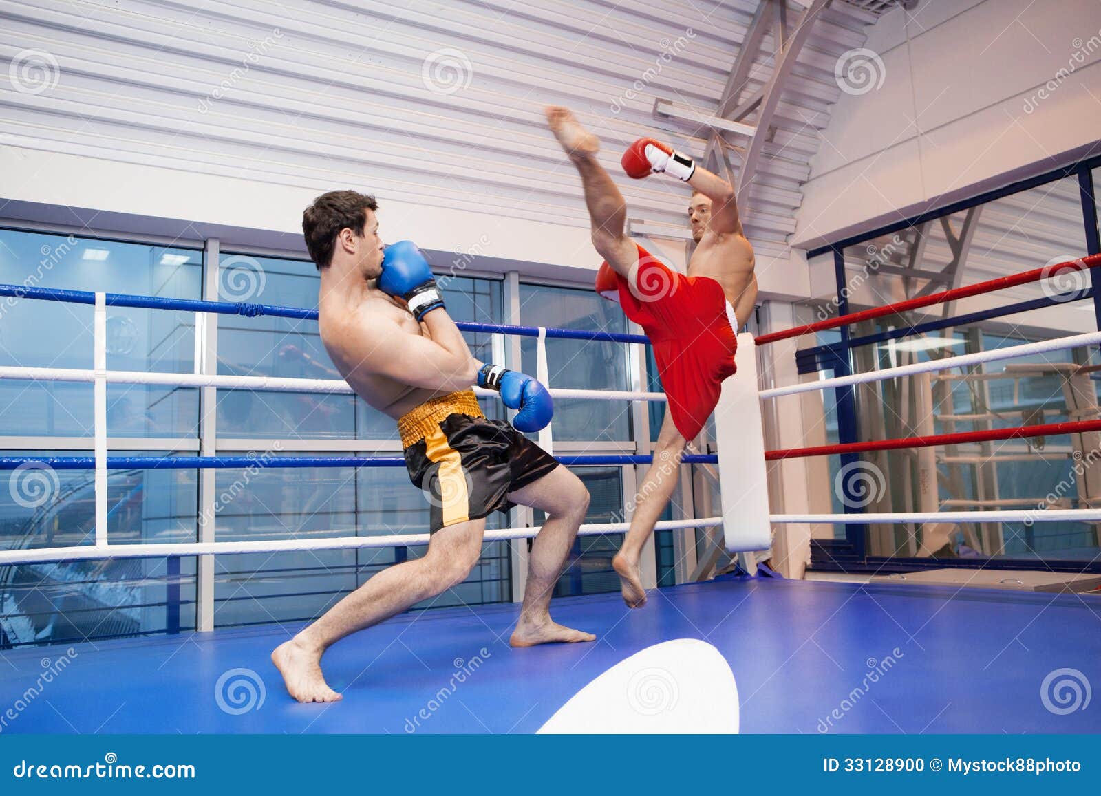 Men kickboxing. stock photo. Image of aggression, away - 33128900