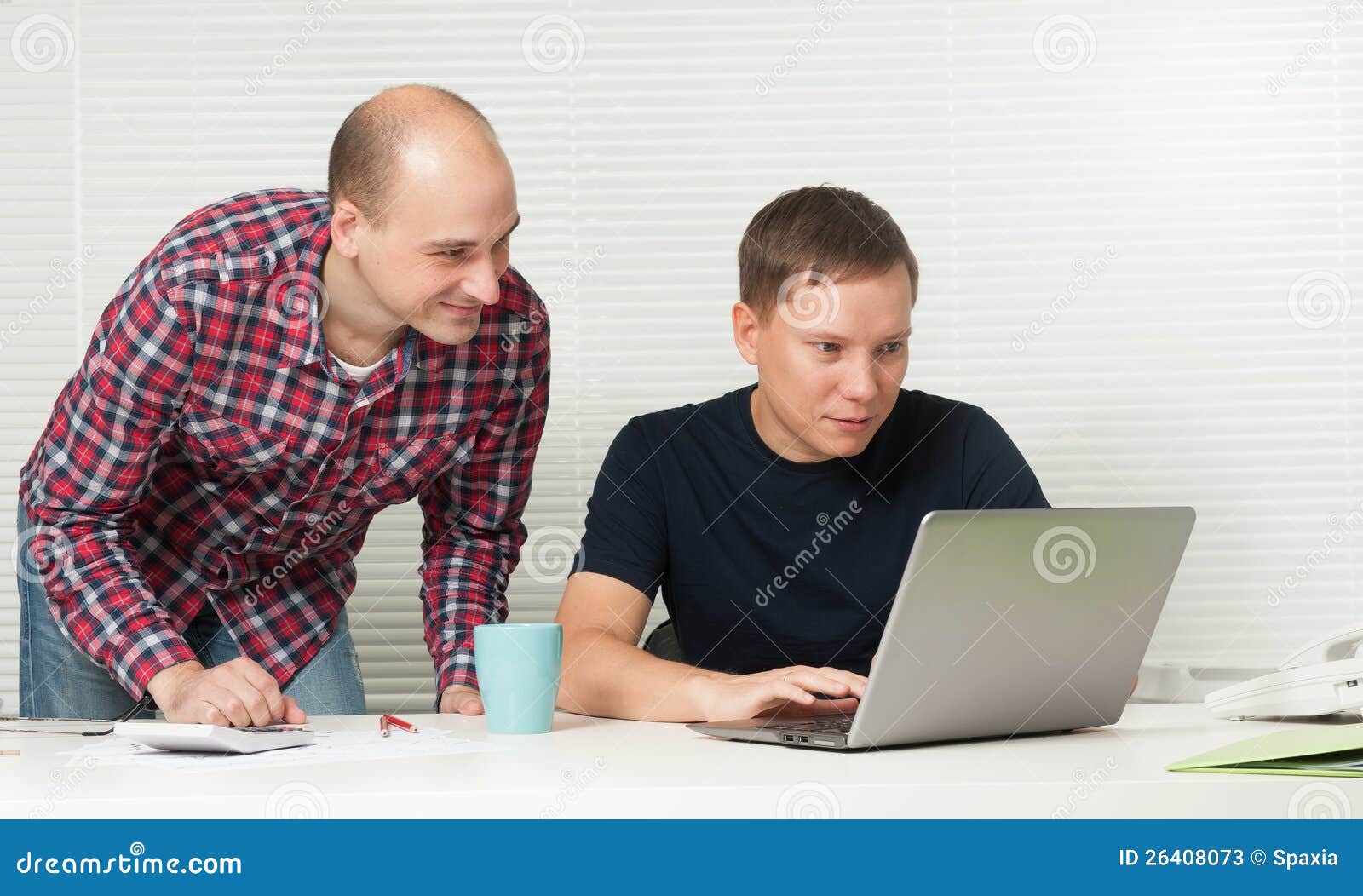 Men with laptop at office stock image. Image of friends - 26408073