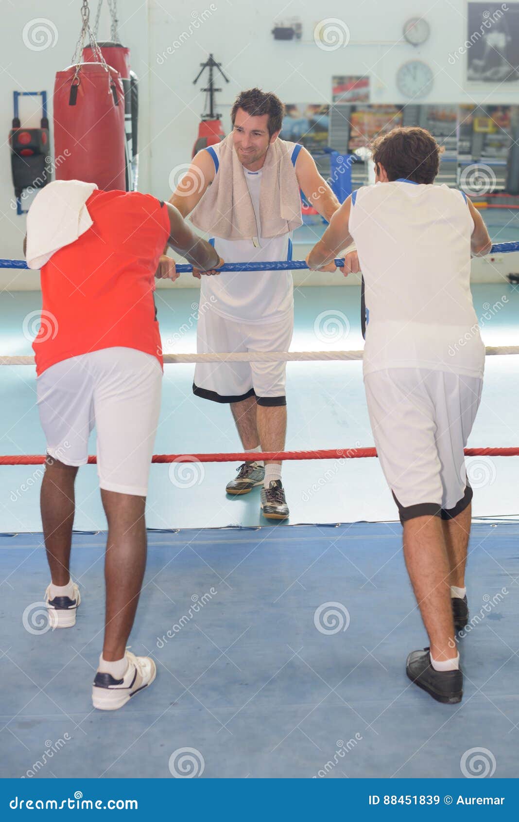 Men Leaning on Ropes Boxing Ring Stock Image - Image of club, human ...