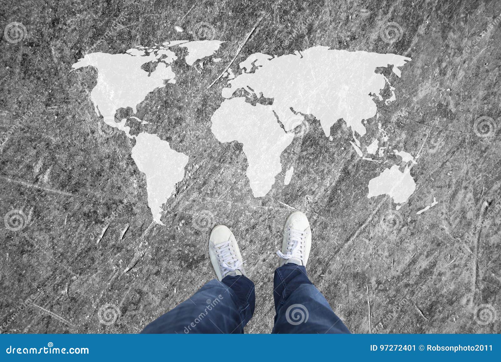 Men Legs and World Map on the Floor Stock Image - Image of land ...