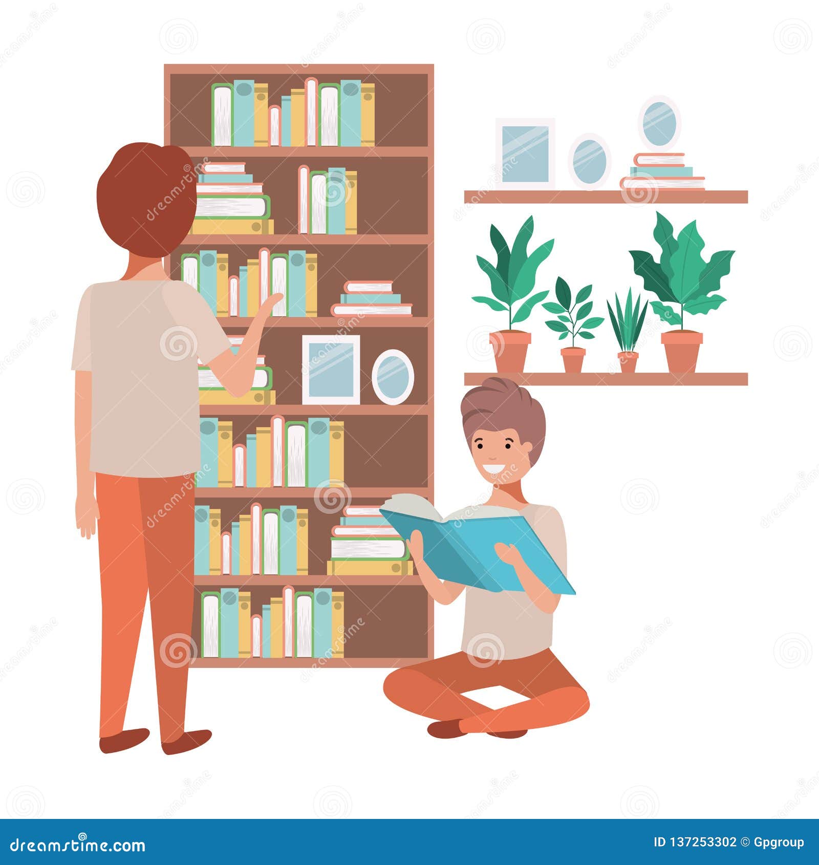 Men in the Library Avatar Character Stock Vector - Illustration of ...
