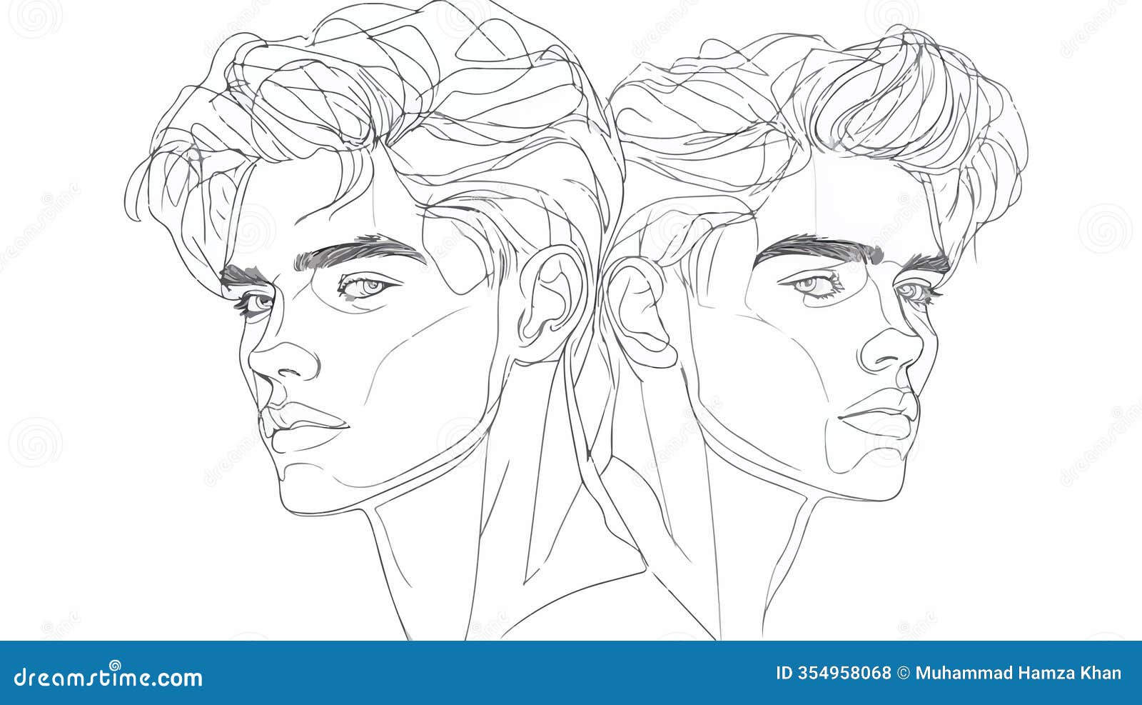 Men S Line Art Vector, Continuous One-line Drawing. Stock Illustration ...