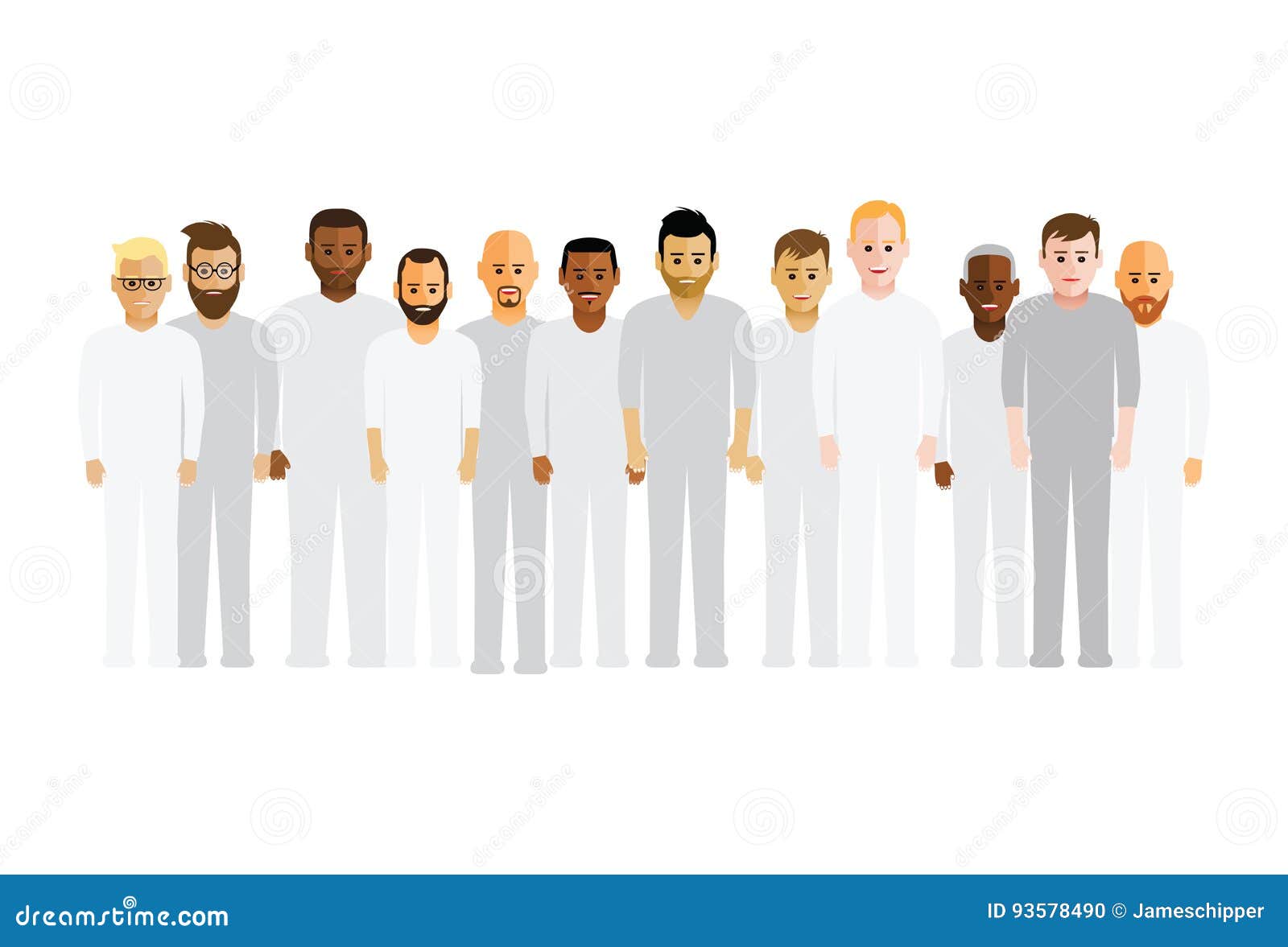 Men in a line stock vector. Illustration of colleagues - 93578490
