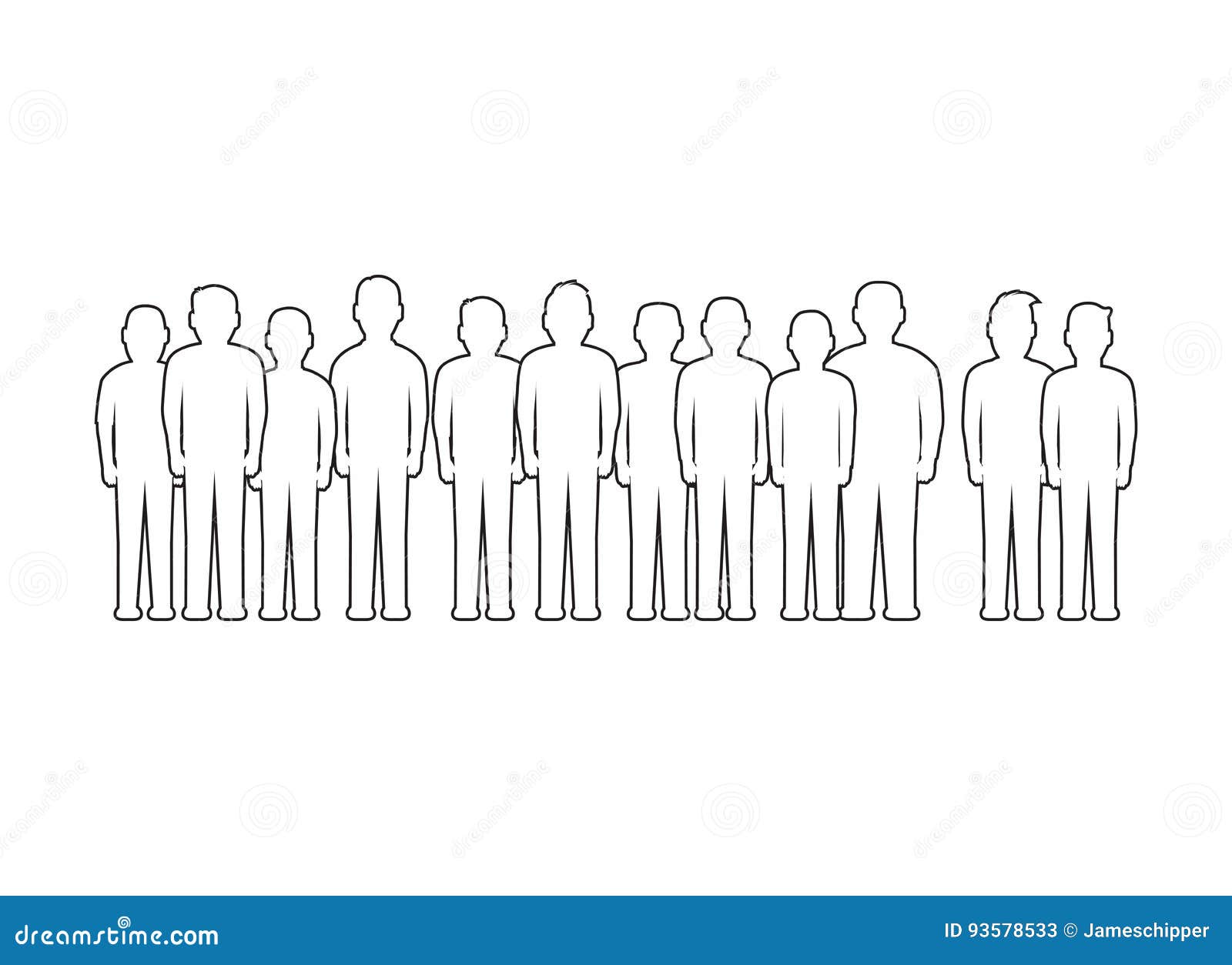 Men in a line stock vector. Illustration of community - 93578533
