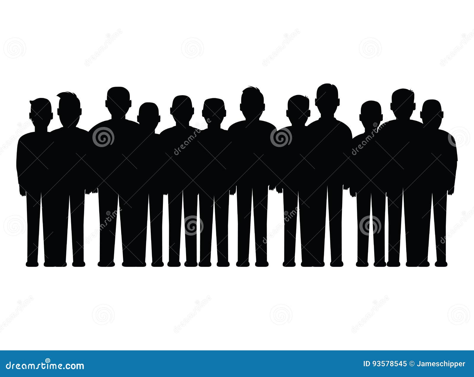 Men in a line stock vector. Illustration of collection - 93578545