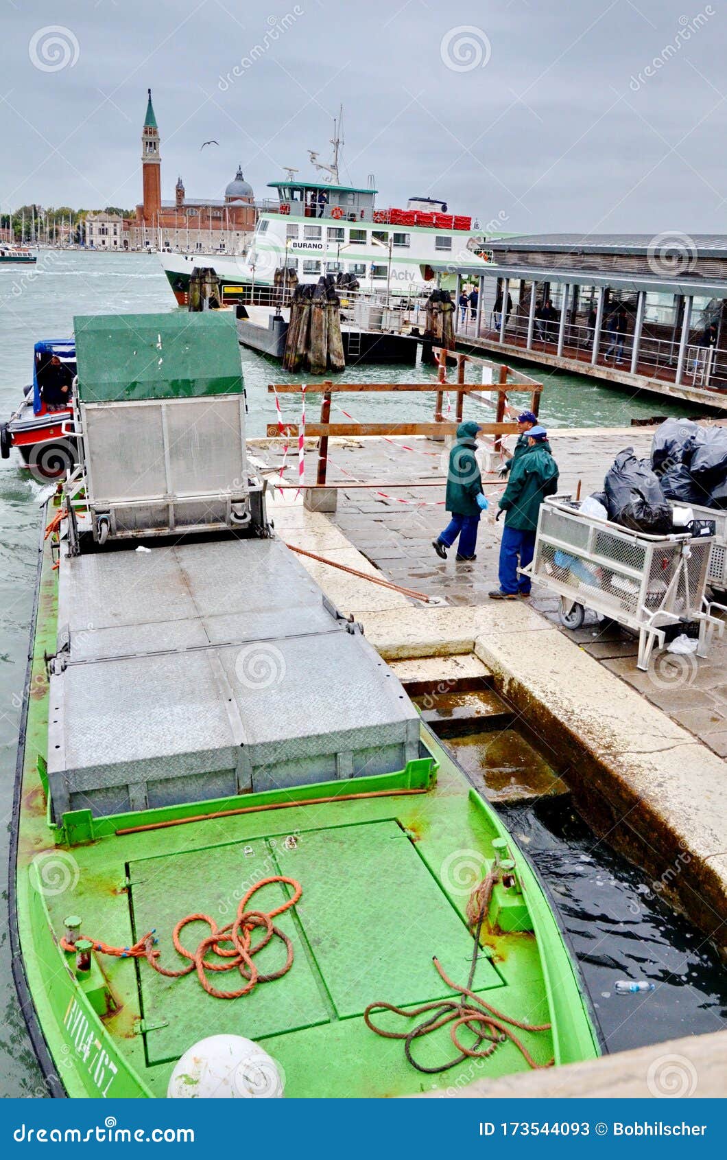Men Load Garbage Aboard a Garbage Boat in Venice Editorial Stock Photo ...