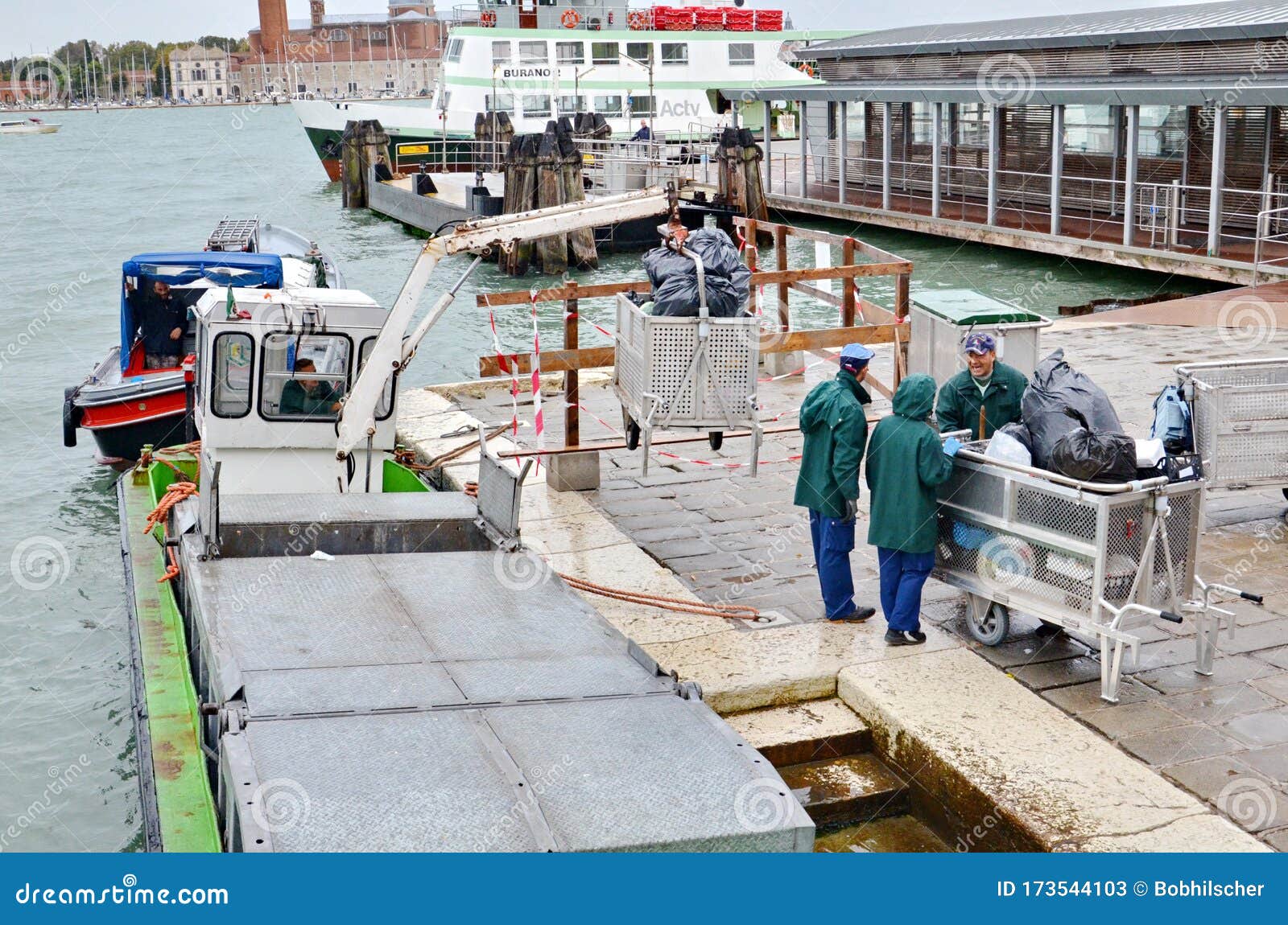Men Load Garbage Aboard a Garbage Boat in Venice Editorial Stock Photo ...