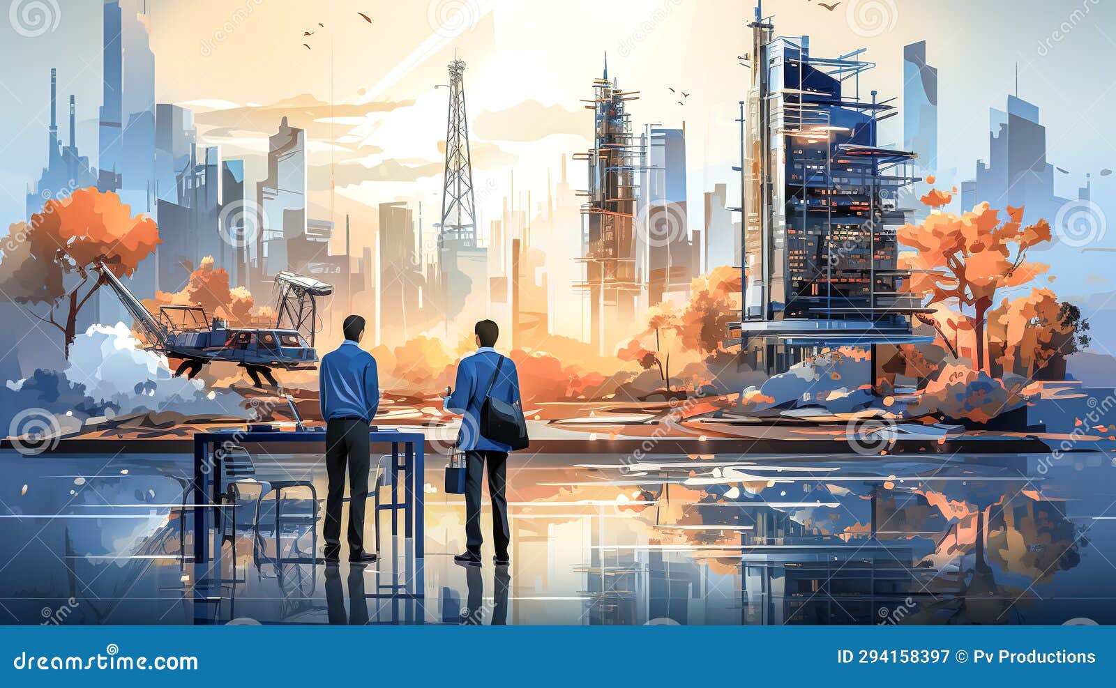 Men Looking at Construction and Architecture of Buildings. Stock Image ...