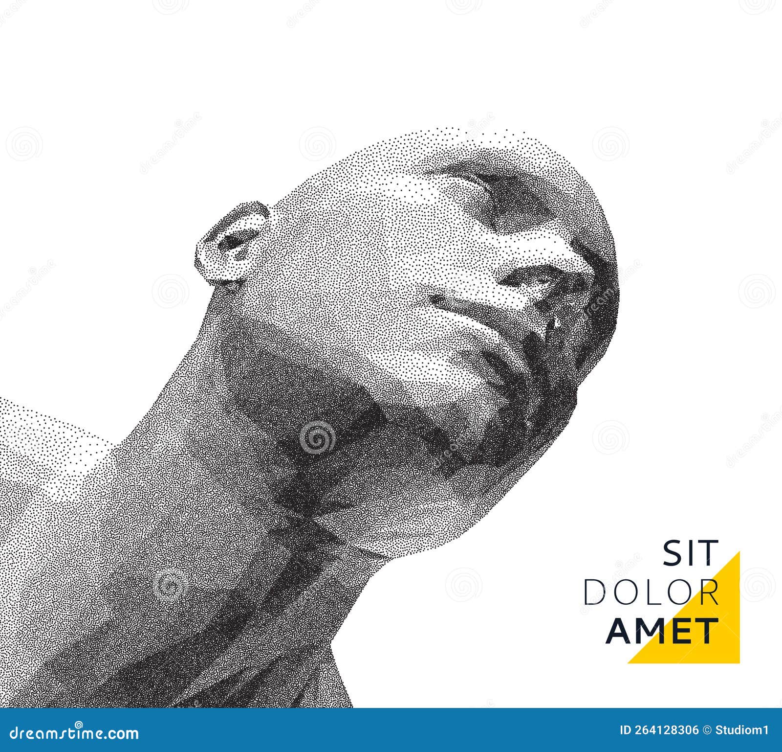 Men Looking Up. Abstract Man Head Made from Dots. Facial Recognition ...