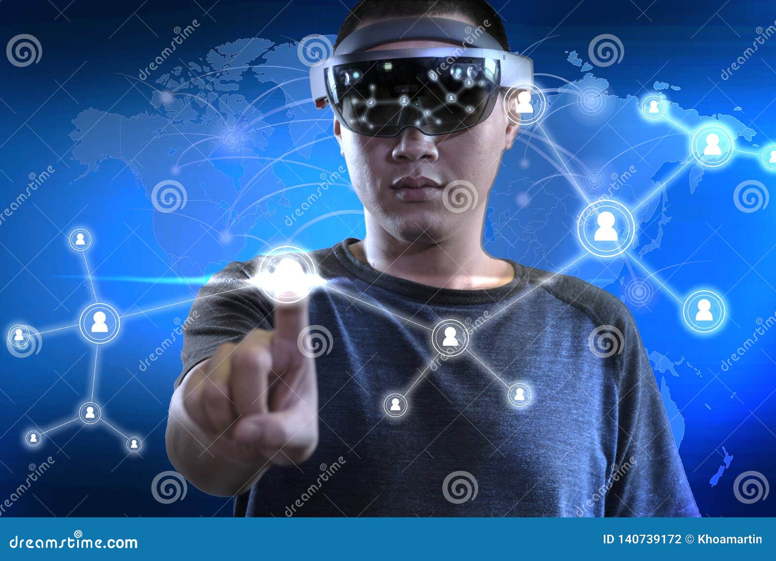 Men Making Connection in Virtual Reality World with Hololens Stock ...