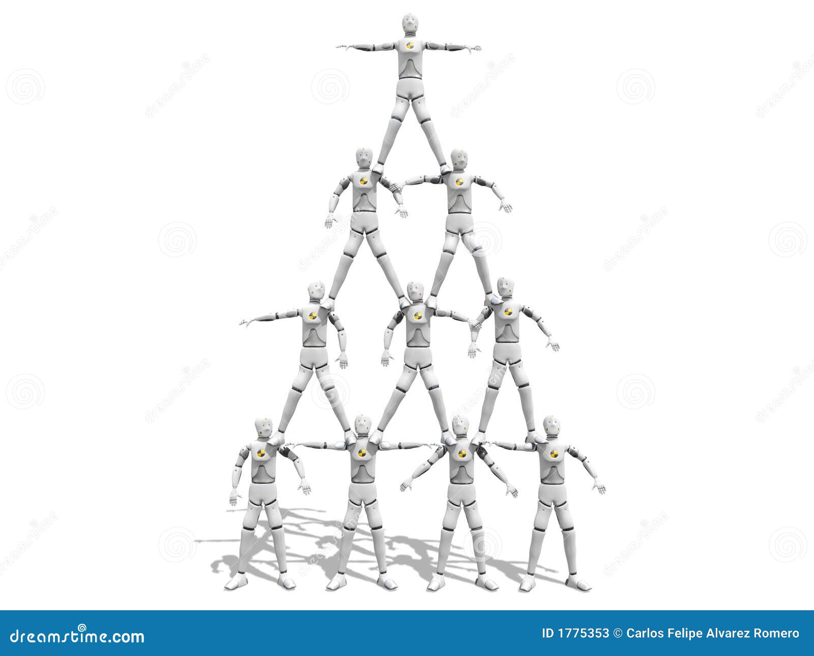 Men Making a Pyramid Figure Stock Illustration - Illustration of crowd ...