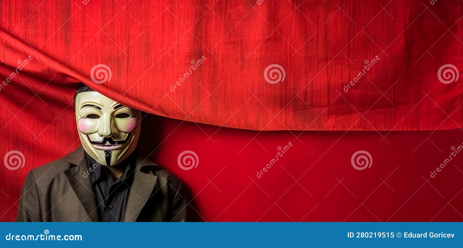 Men in Mask on Red Background, Decentralized Hacker Movement Anonymous ...