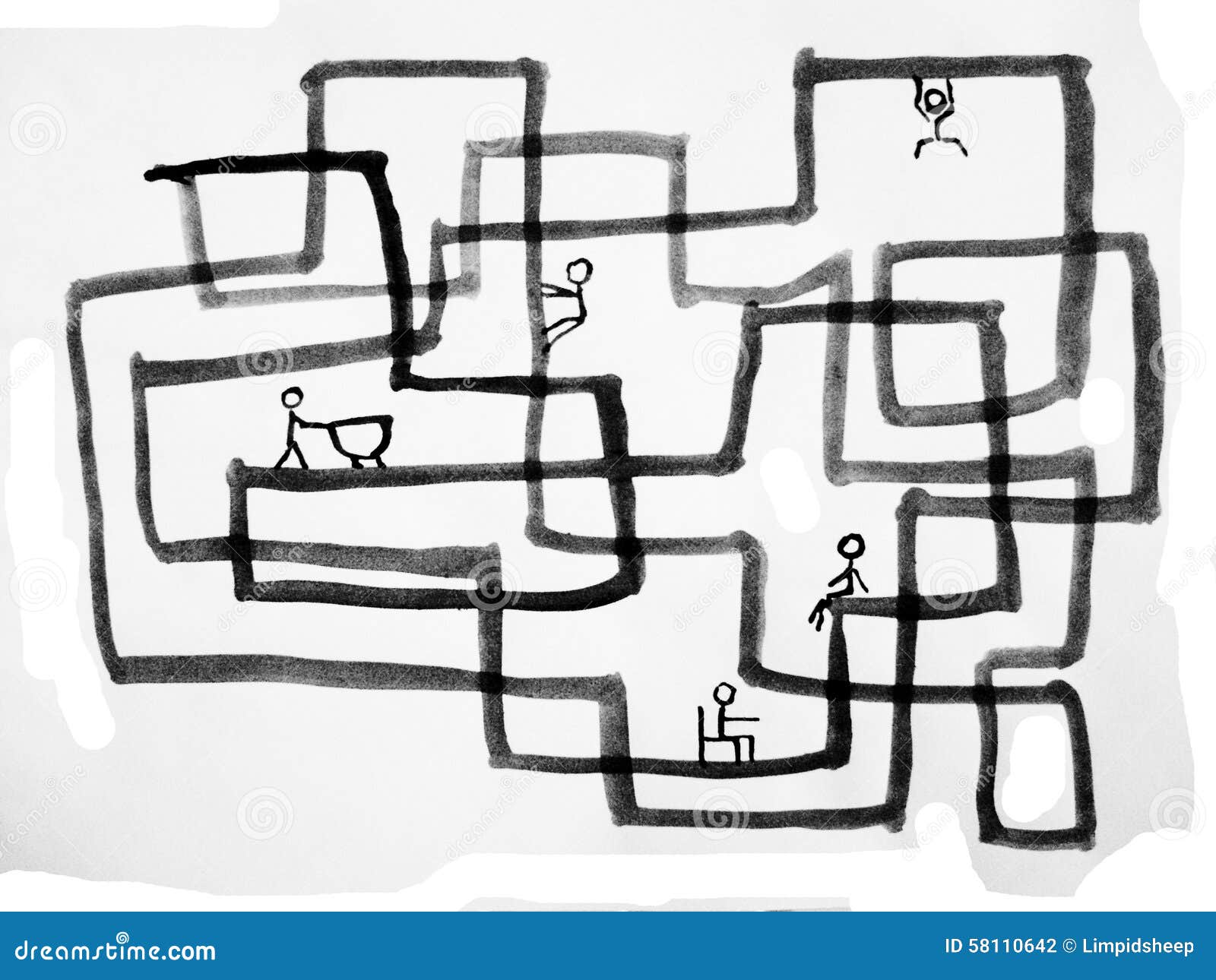Men in maze illustration stock illustration. Illustration of connection ...