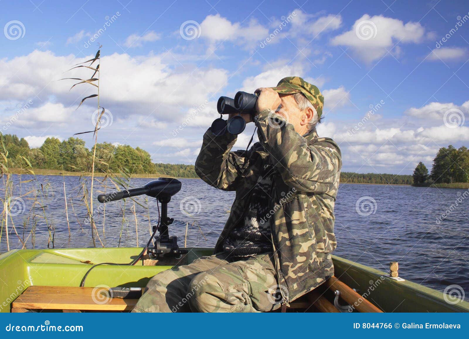 Men in the motorboat stock photo. Image of lake, fall - 8044766