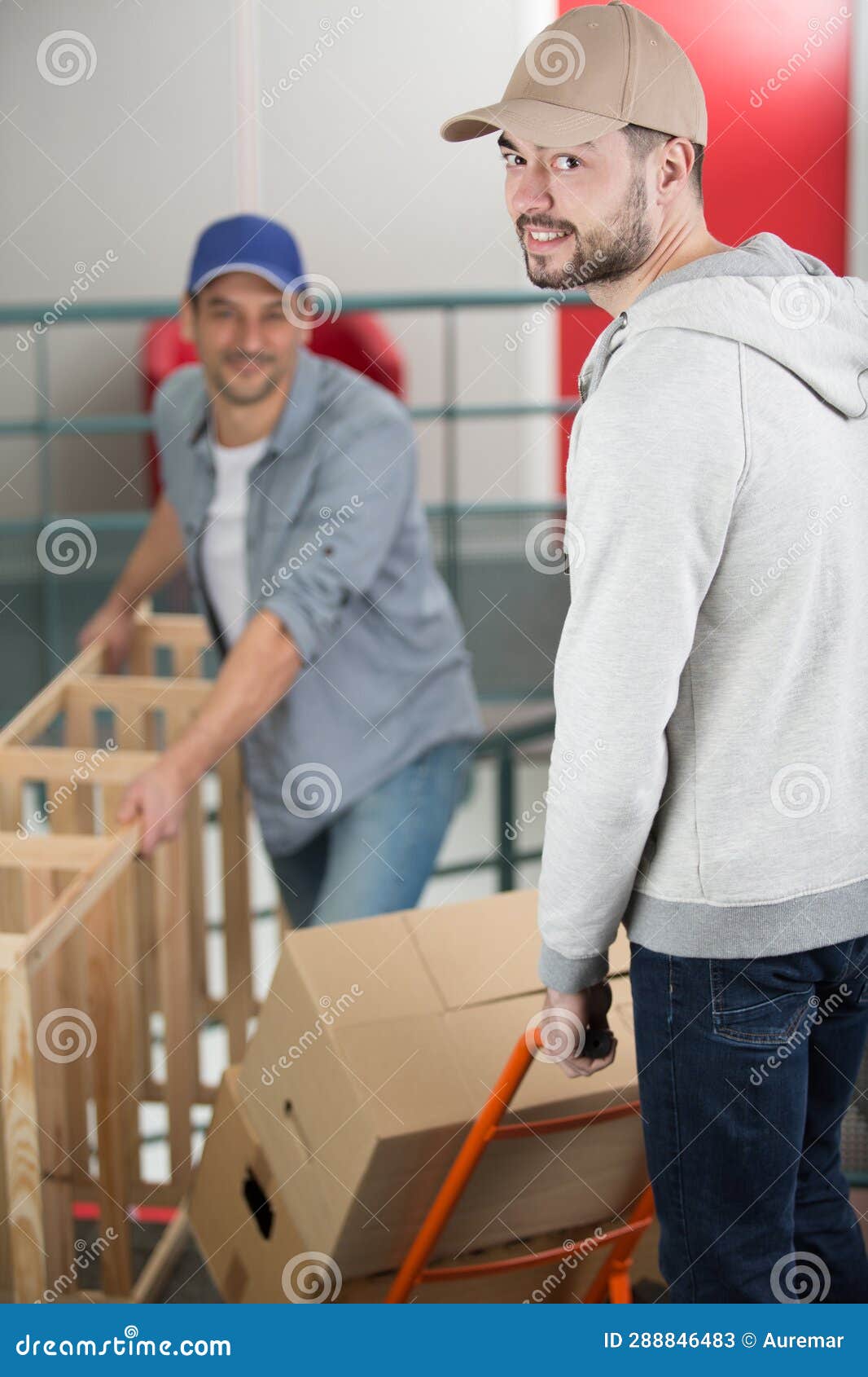 Men Moving Boxes and Crate with Sack Truck Stock Image - Image of teamwork, sack: 288846483