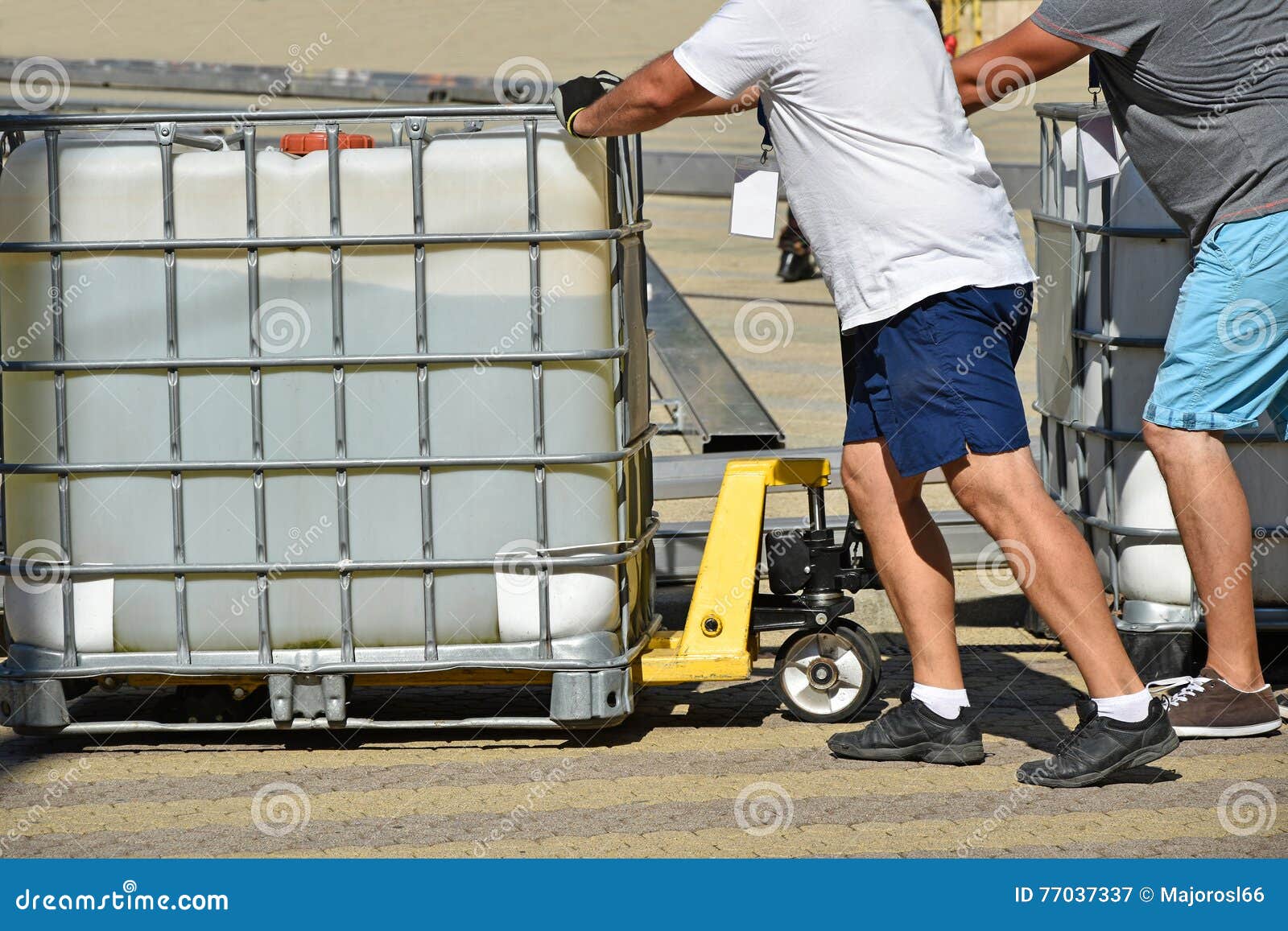 Men are Moving a Large Water Container Stock Image - Image of adult ...