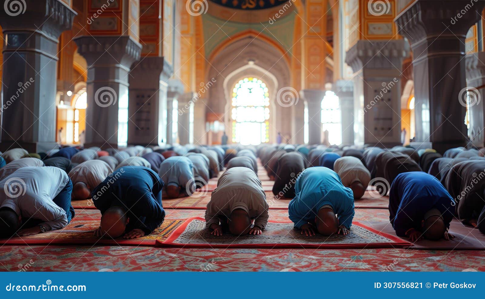 Men during Muslim Prayer Time Stock Illustration - Illustration of ...
