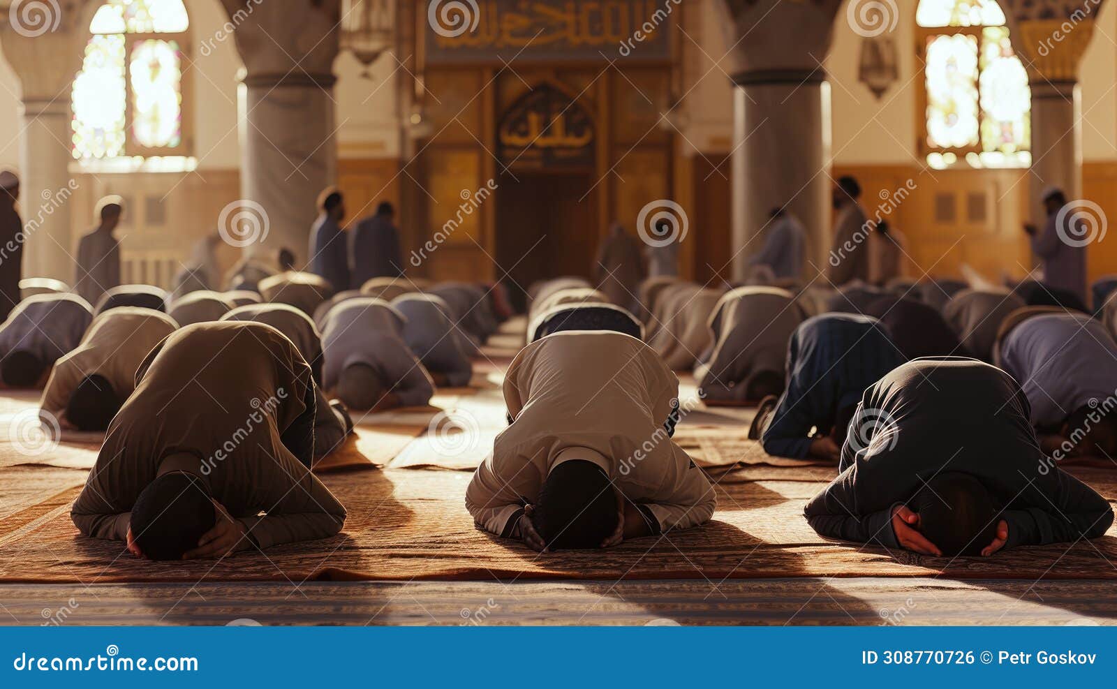 Men during Muslim Prayer Time Stock Photo - Image of islamic, dusk ...