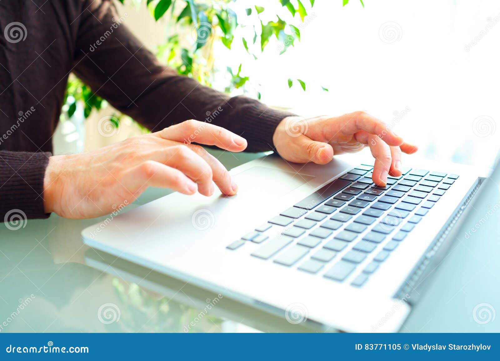 Men Office Worker Typing on the Keyboard Stock Image - Image of blue ...
