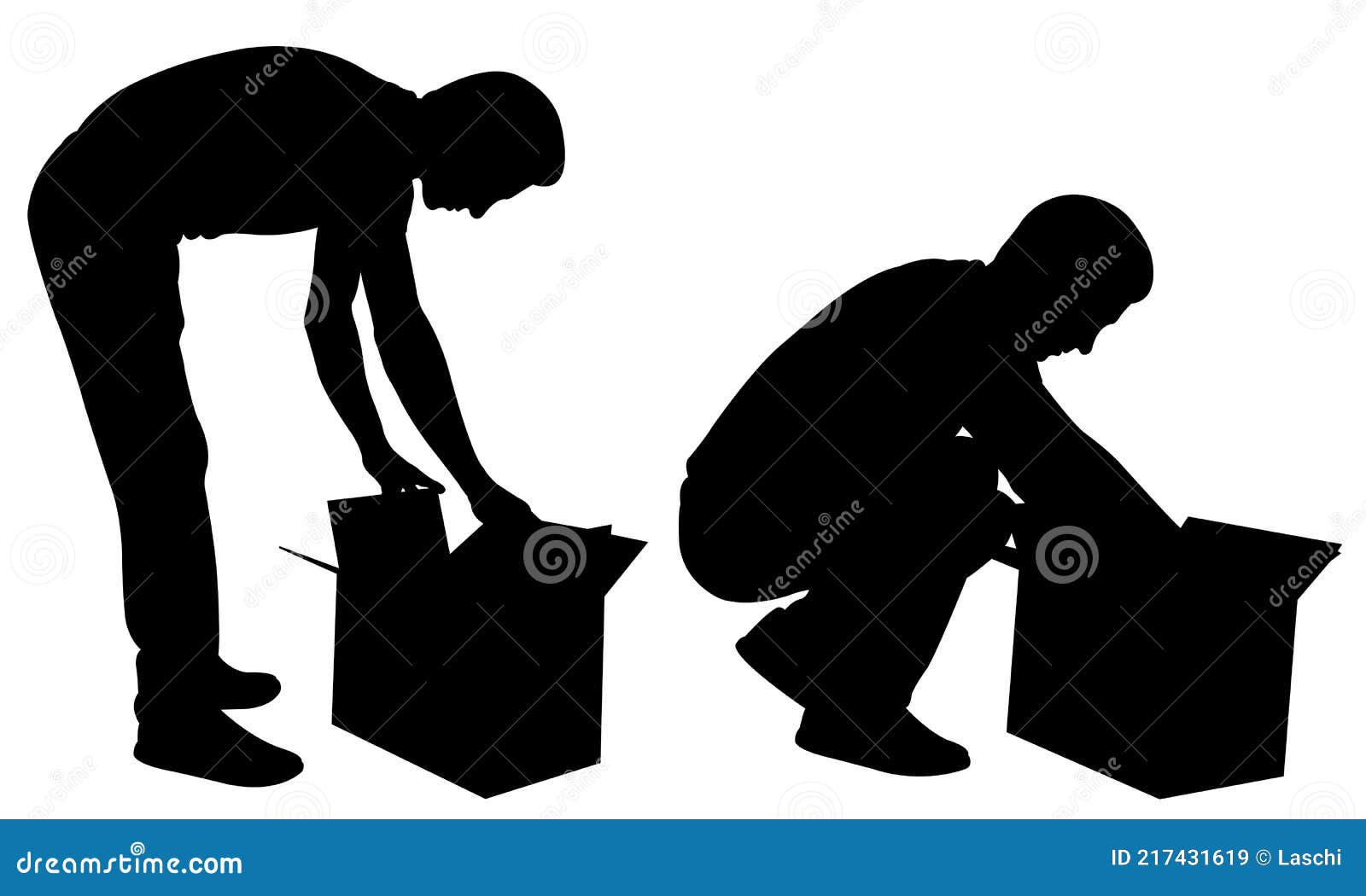 Men Opening Boxes Isolated on White Stock Vector - Illustration of ...