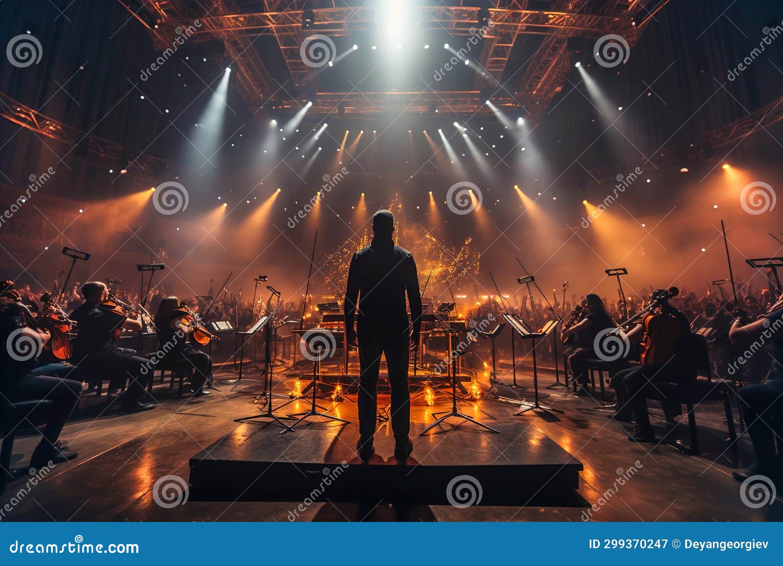 Men Opera Singer Standing in Front of a Crowd Musicians Backside View ...