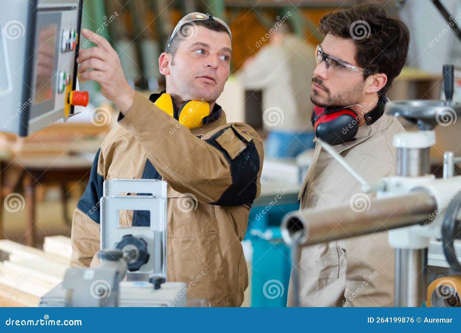 Men Operating Machines in Factory Stock Photo - Image of manual ...