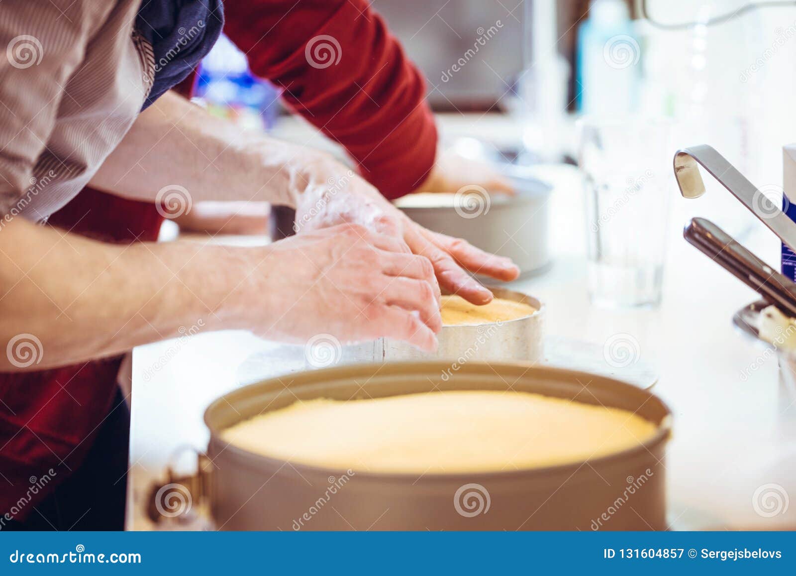 Men in Pastry Shop Bakery Making Pies and Cakes Ready Stock Image ...