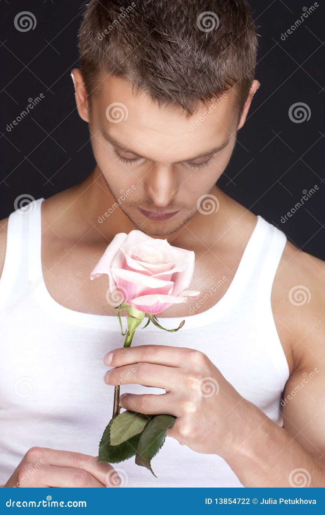 Men with the pink rose stock photo. Image of smile, gift - 13854722