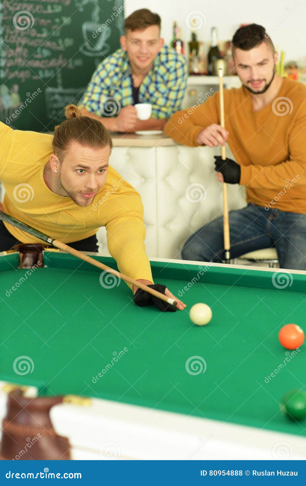 Men play billiard stock photo. Image of game, male, leisure - 80954888