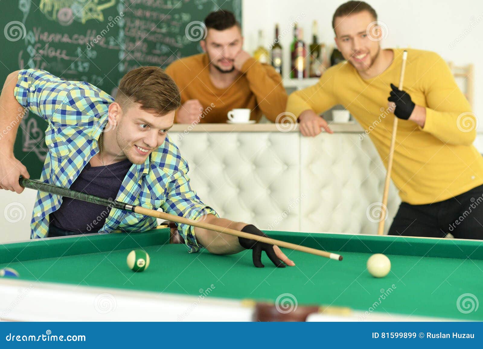 Men play billiard stock image. Image of leisure, play - 81599899