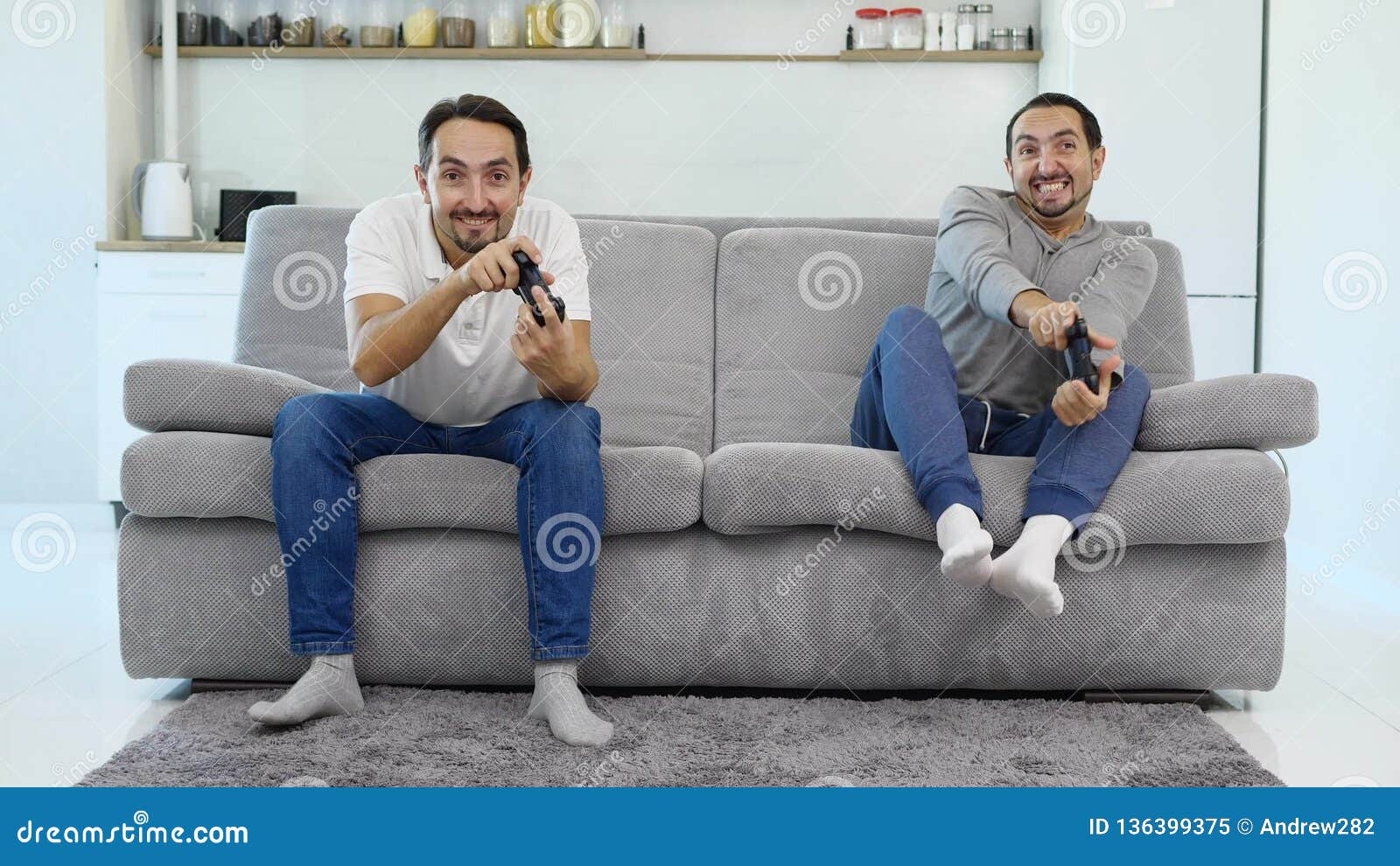 Men Play the Game while Sitting Stock Video - Video of adult, laziness ...