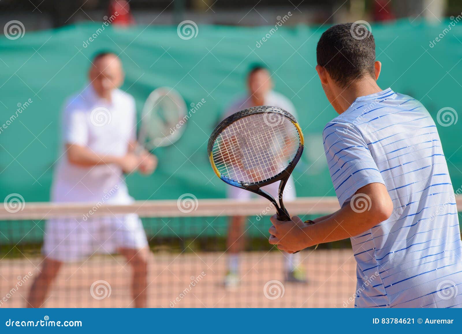 Men Playing Doubles Game Tennis Stock Image - Image of hobby, ball ...