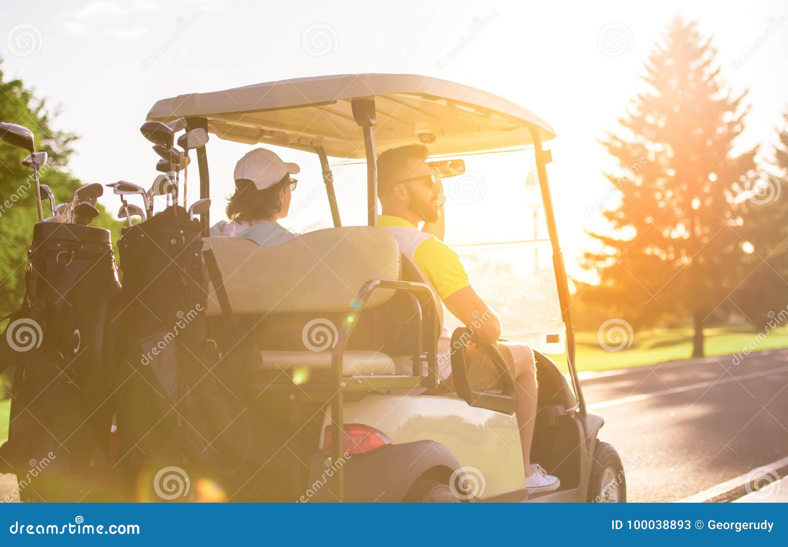 Men playing golf stock image. Image of cart, recreation - 100038893