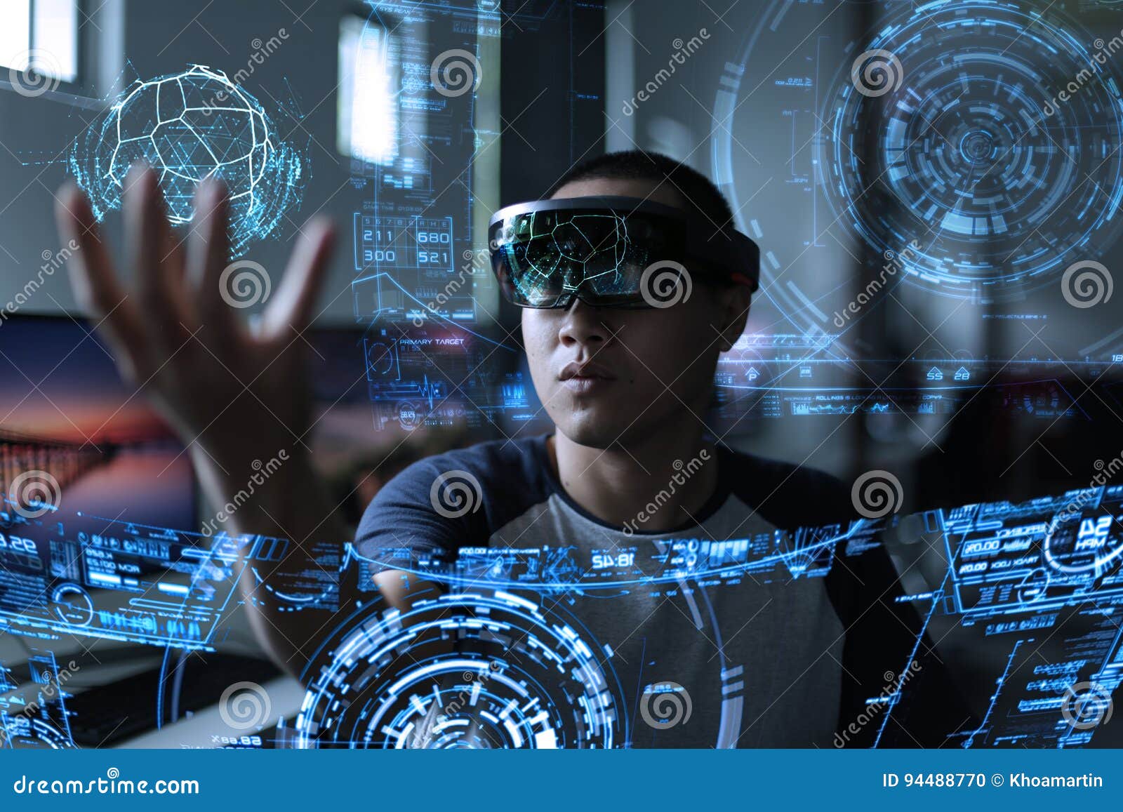 Men Playing Virtual Reality with Hololens Stock Photo - Image of ...
