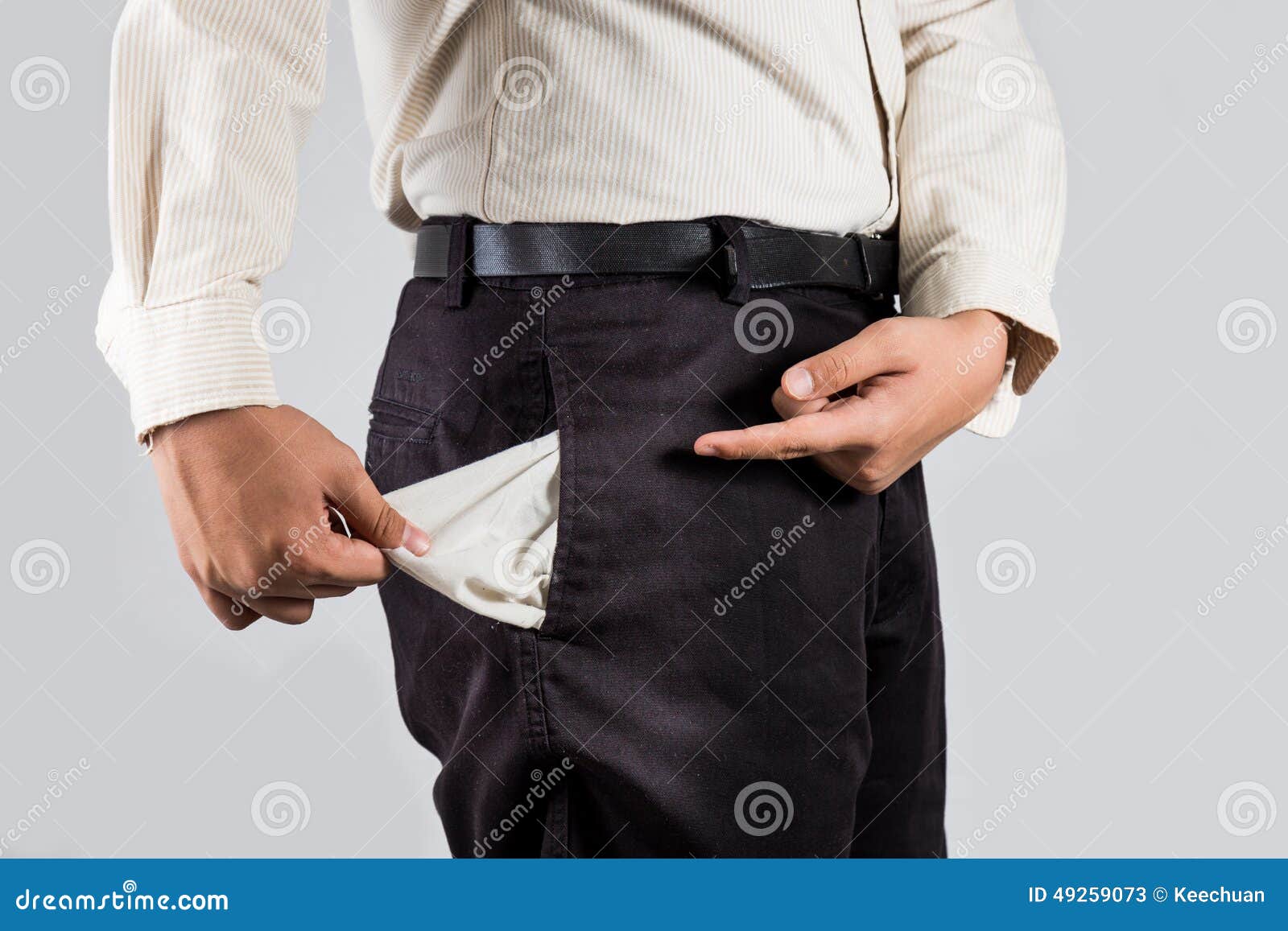 Men Pointing and Pulling Out His Empty Pocket Stock Image - Image of ...