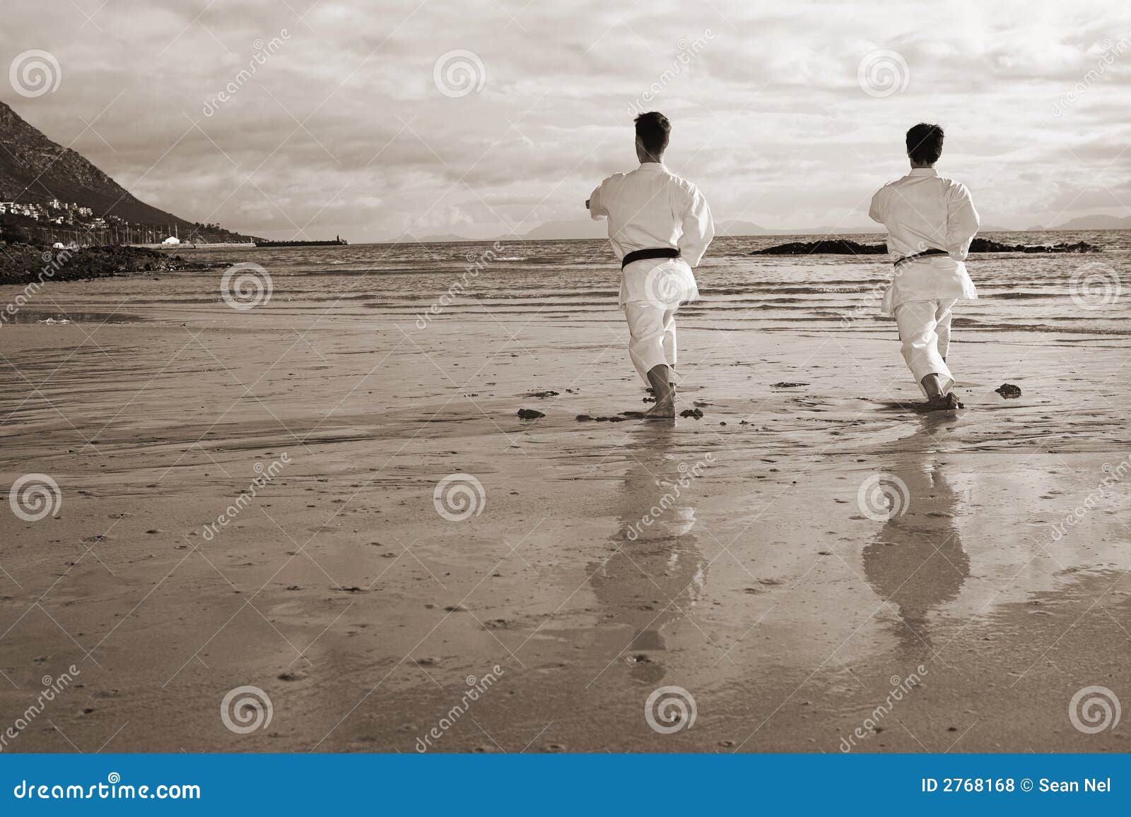 Men Practicing Karate Beach Stock Photo - Image of fitness, kata: 2768168