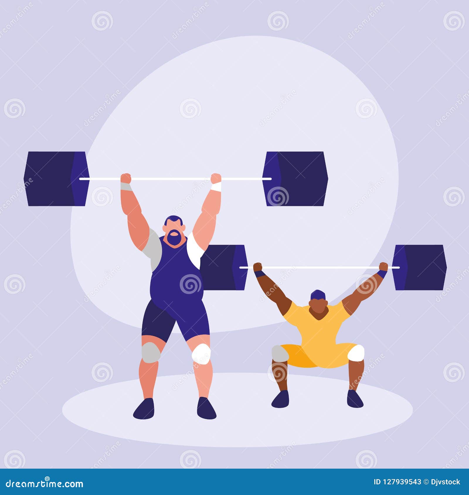 Men Practicing Lifting Weight Avatar Character Stock Vector ...