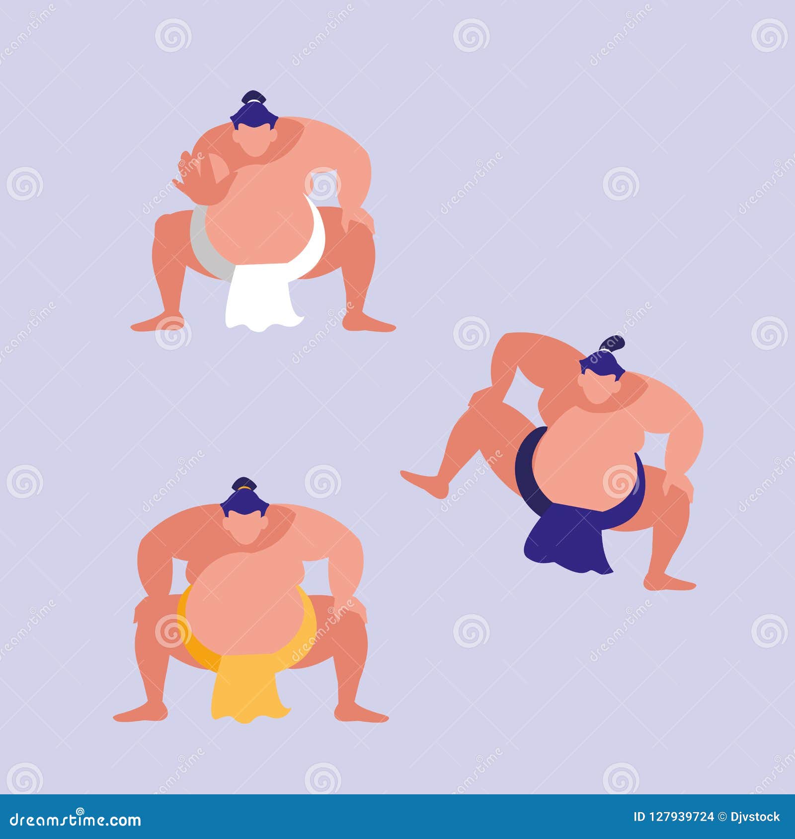 Men Practicing Sumo Avatar Character Stock Vector - Illustration of ...