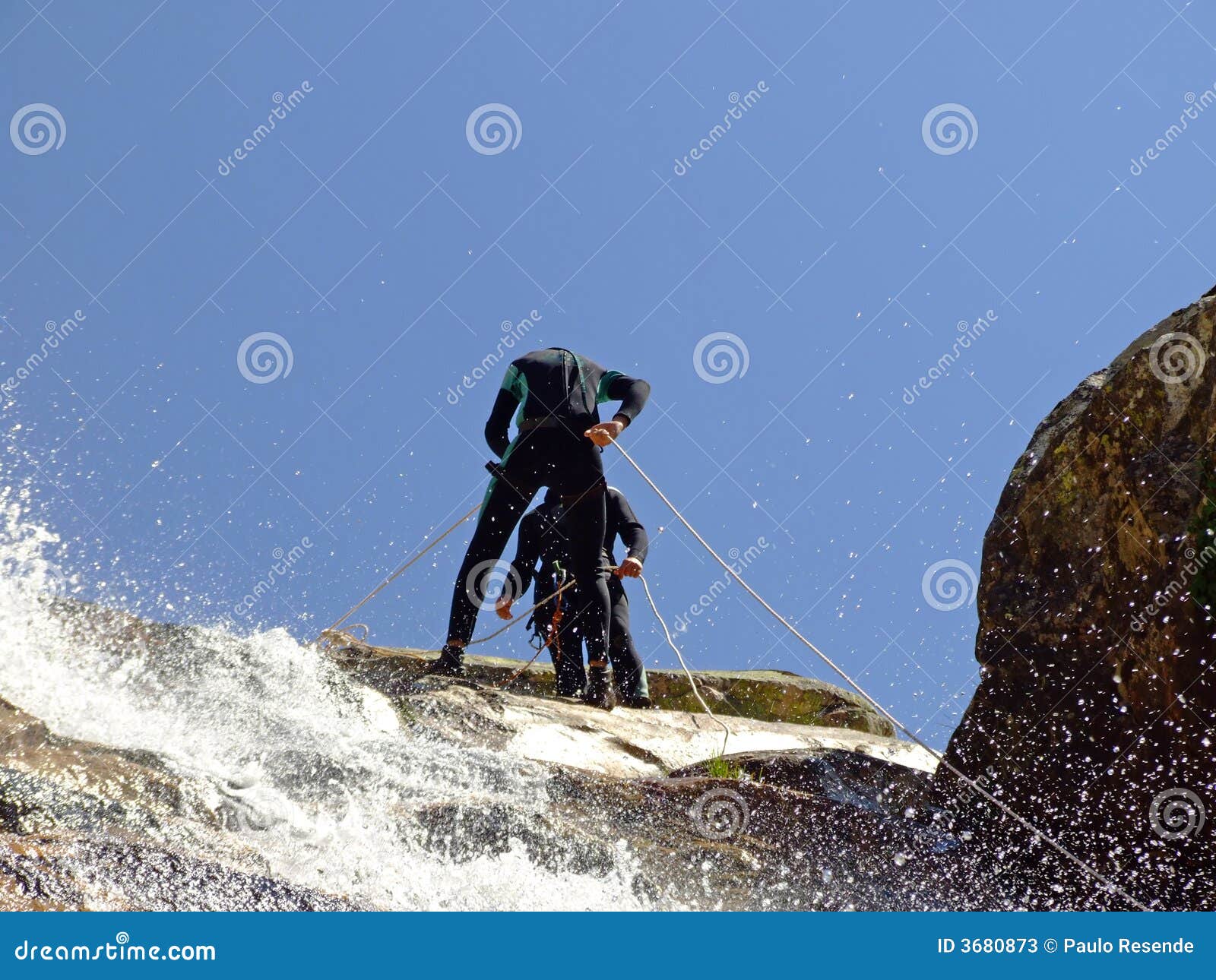 Men preparing to descend stock image. Image of exhausted - 3680873