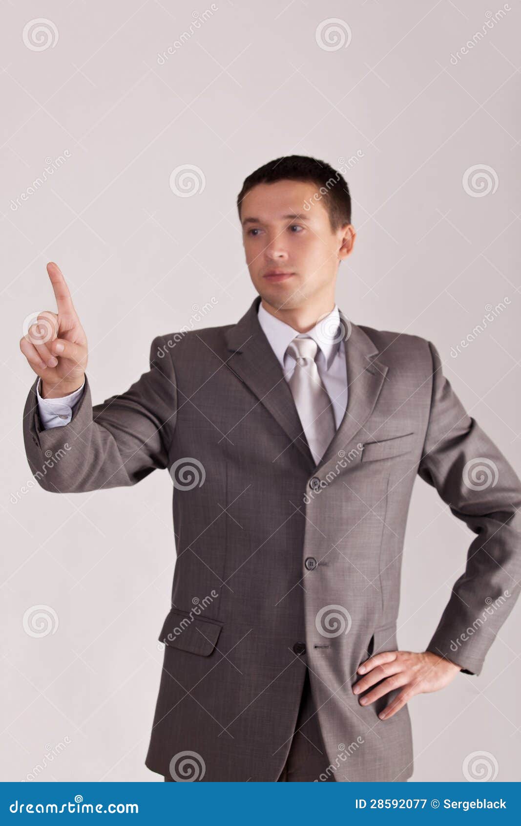 Men Pressing a Touchscreen Button Stock Image - Image of businessman ...