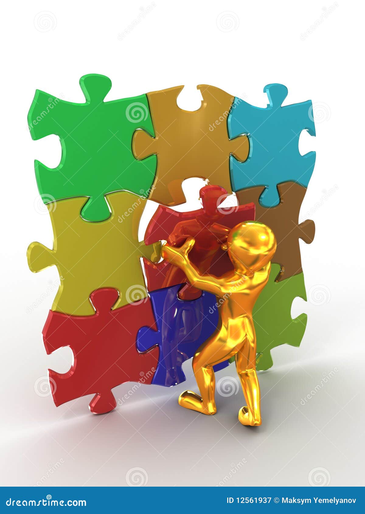 Men with puzzle stock illustration. Illustration of organization - 12561937