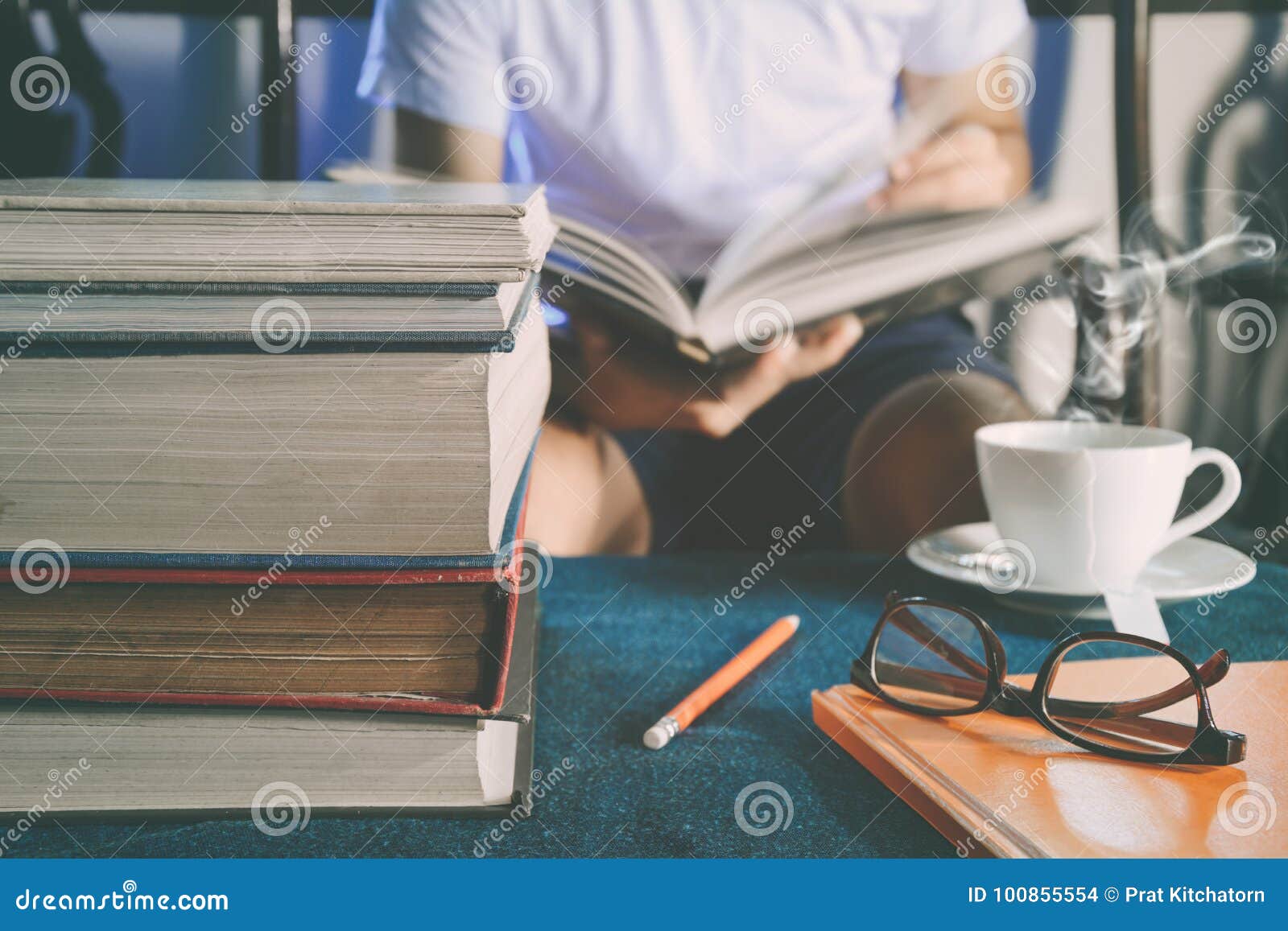 Men Read Book on Table in the House Stock Photo - Image of apartment ...
