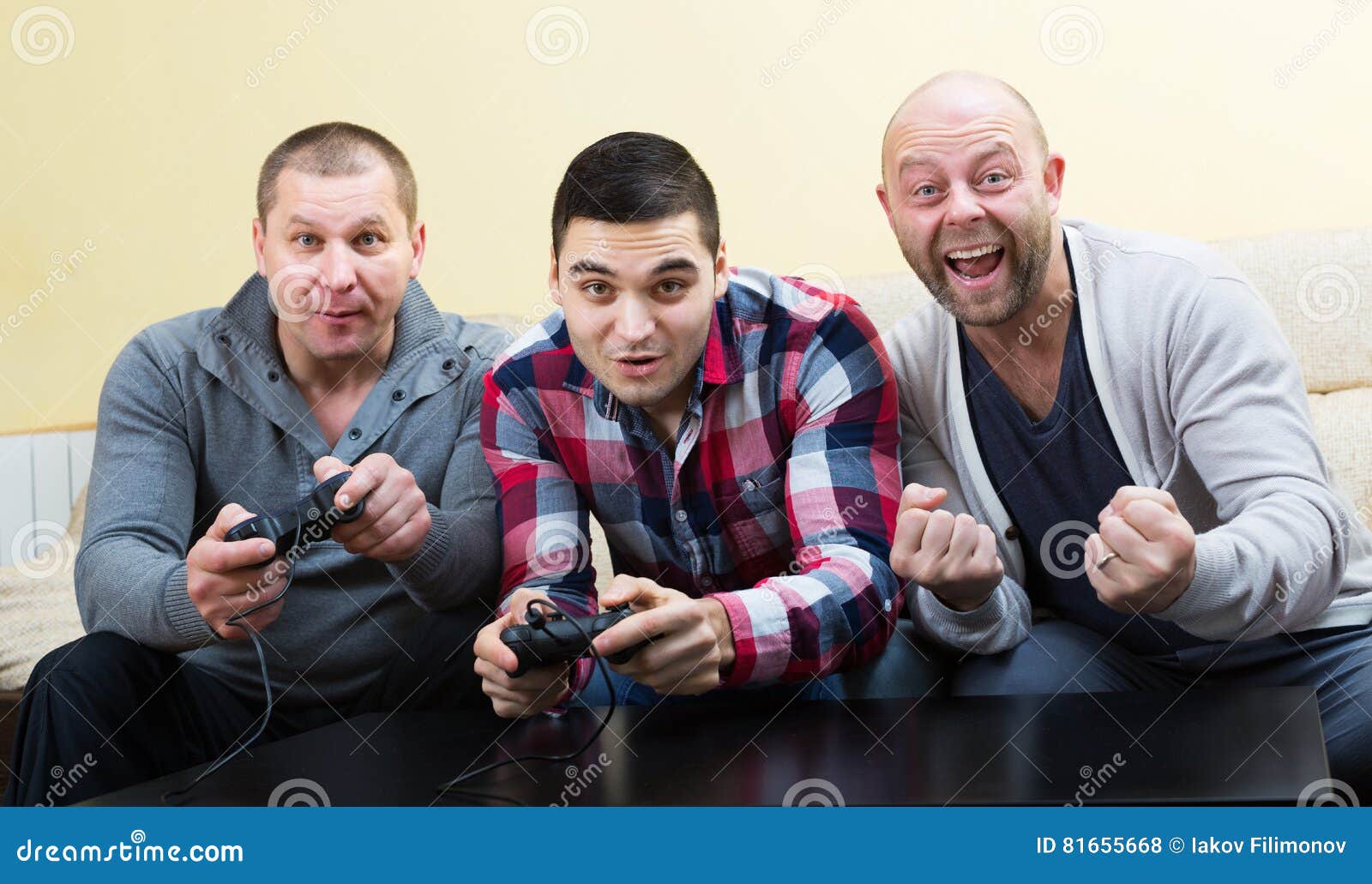 Men Relaxing with Video Game Stock Photo - Image of enjoyment, playing ...
